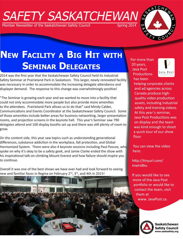 Java Post makes cover of Sask. Safety Council newsletter. « Java Post ...